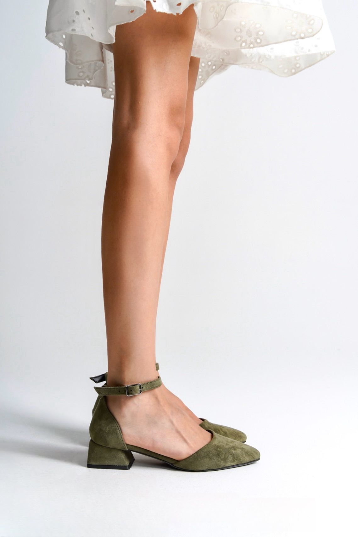 Arna | Sage Green Low Heels – Eleanor Louise